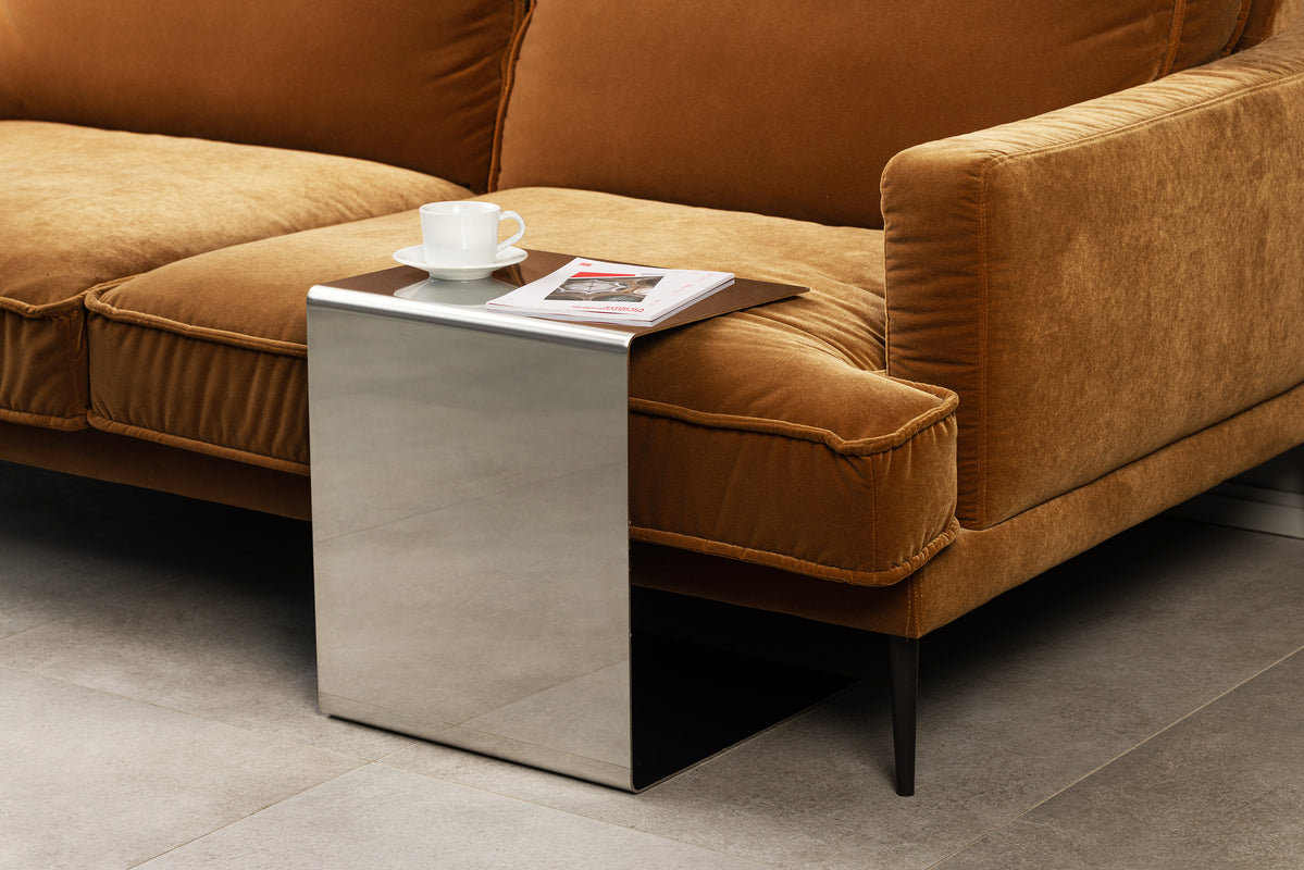 The Polished Steel C-Side Table– B E N T